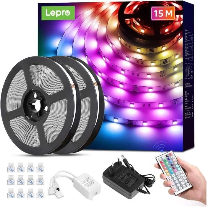 Ruban Led 15M Multicolore, 450 Leds Smd 5050 Chambre Led Dimmable, Bande Led Adhésive 3M ...