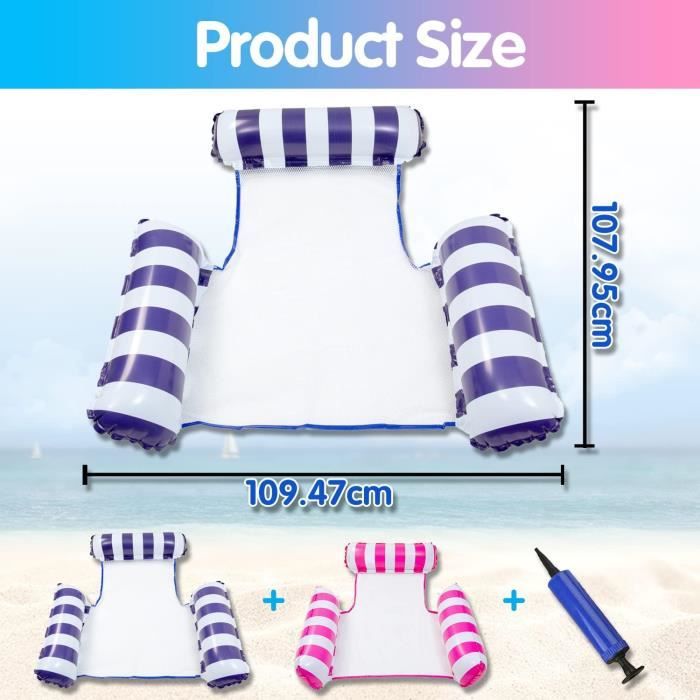 Flottantes Hamac Gonflable,2 Pcs Hamacs d'eau Chaise,4-en-1 Gonflables ...