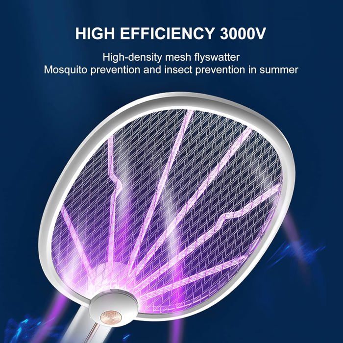 Raquette Anti Moustique, 3000V Raquette Electrique Insectes Piable ...