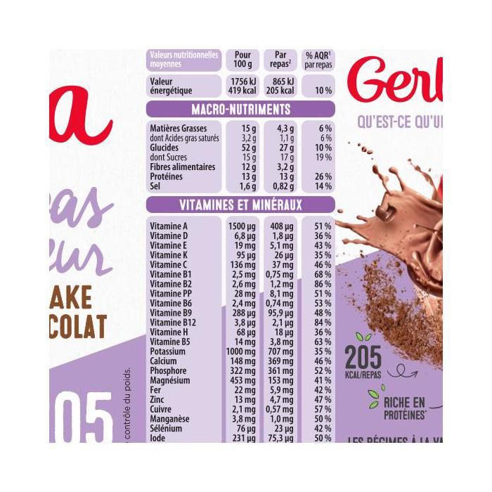 Gerlinéa Repas Minceur Milk-Shake Chocolat 436g - Cdiscount Au quotidien