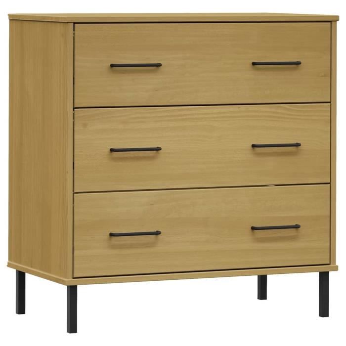 HEN - Buffet avec 3 tiroirs Marron 77x40x79,5 cm Bois massif OSLO ...