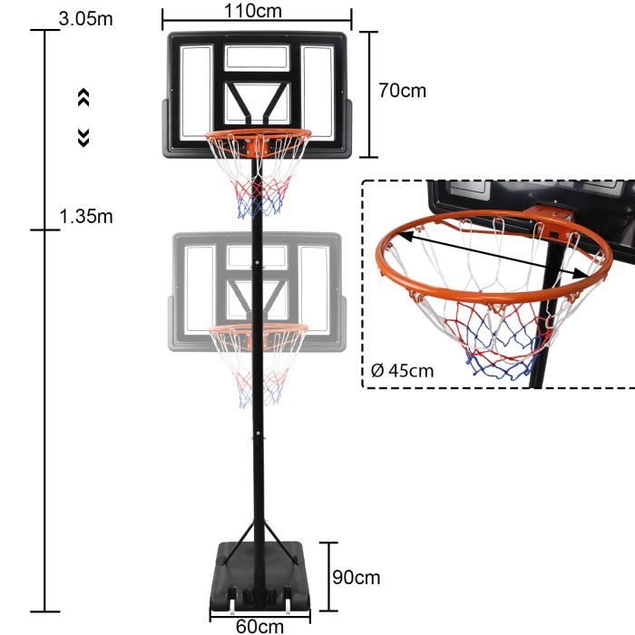 Support de basket Réglable en hauteur Système de panier Panier de ...
