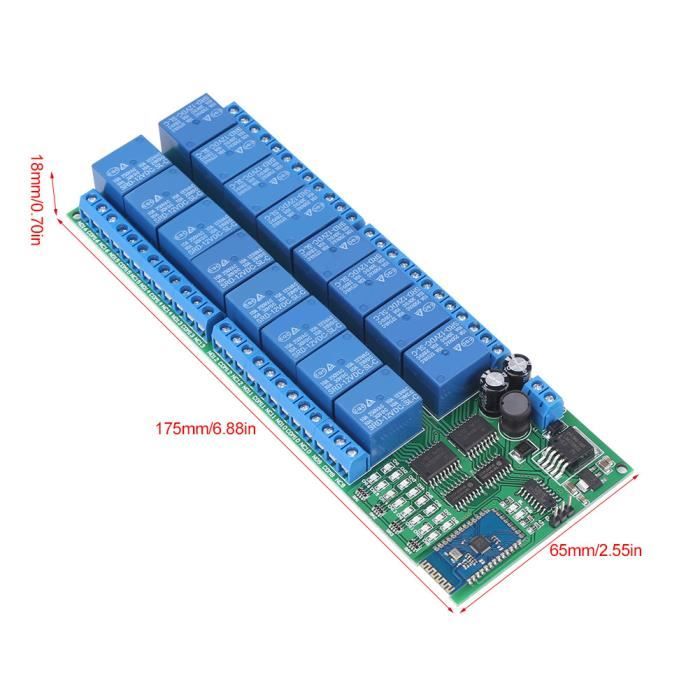 SAL relais Bluetooth relais sans fil Relais 16 Canaux, DC 12V 16 Canaux ...