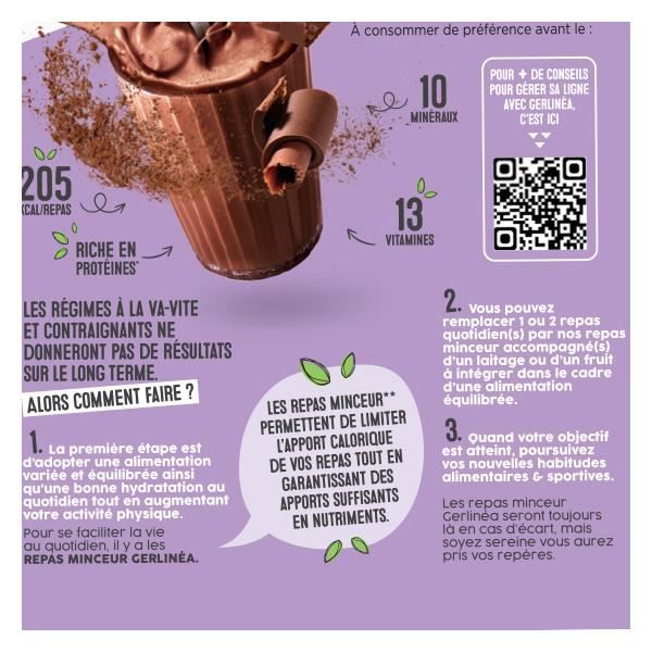 Gerlinéa Repas Minceur Milk-Shake Chocolat 436g - Cdiscount Au quotidien