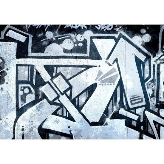 Photo Murale Lignes Abstraites Graffiti Bleu Gris S 200 X 140Cm - 4 ...