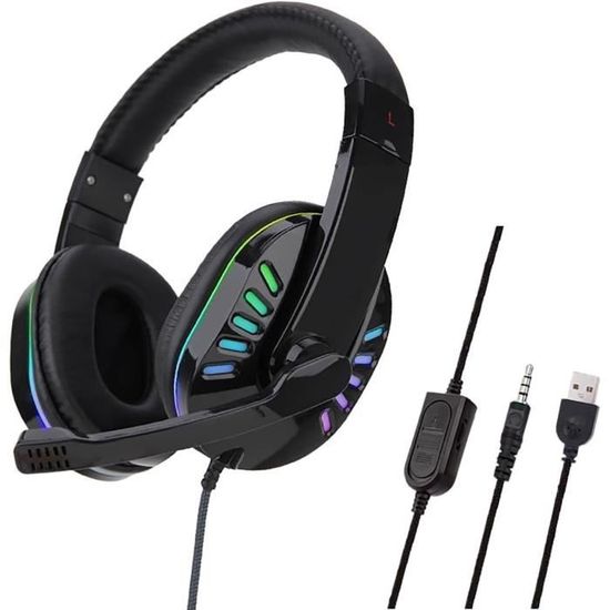 Casque De Jeu Filaire Avec Micro, 3D Surround Sound Noise Over-Ear ...