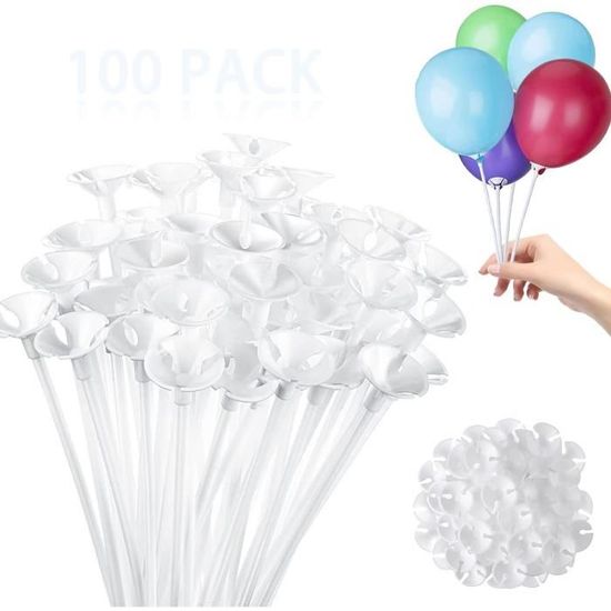 Lot De 100 Tige Ballon,40 Cm Bâtons De Ballon,Tiges De Support À Ballon ...