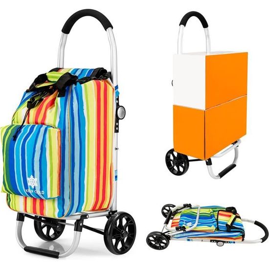 GIANTEX Chariot de Courses Pliable à Roulettes 53L,Caddie/Chariot de ...