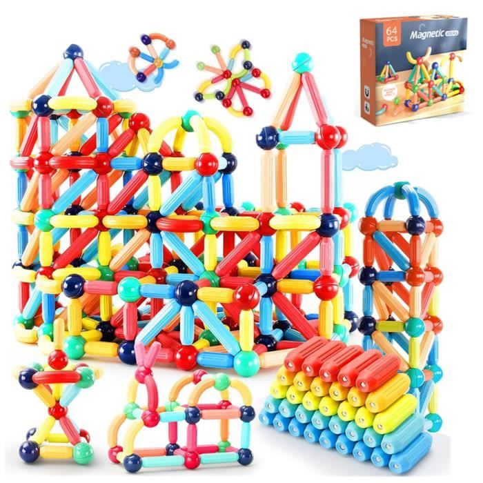 Jouets de Construction 3D - AMOUNE - Magnetic Building Blocks - 64 ...