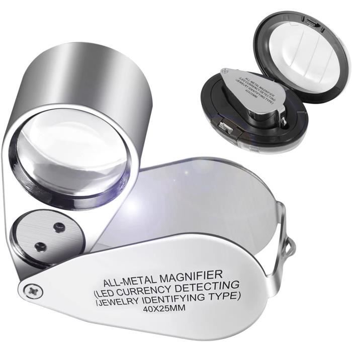 Loupe Bijoutier 40X, Loupe de Poche en Acier Inoxydable pour Diamants ...