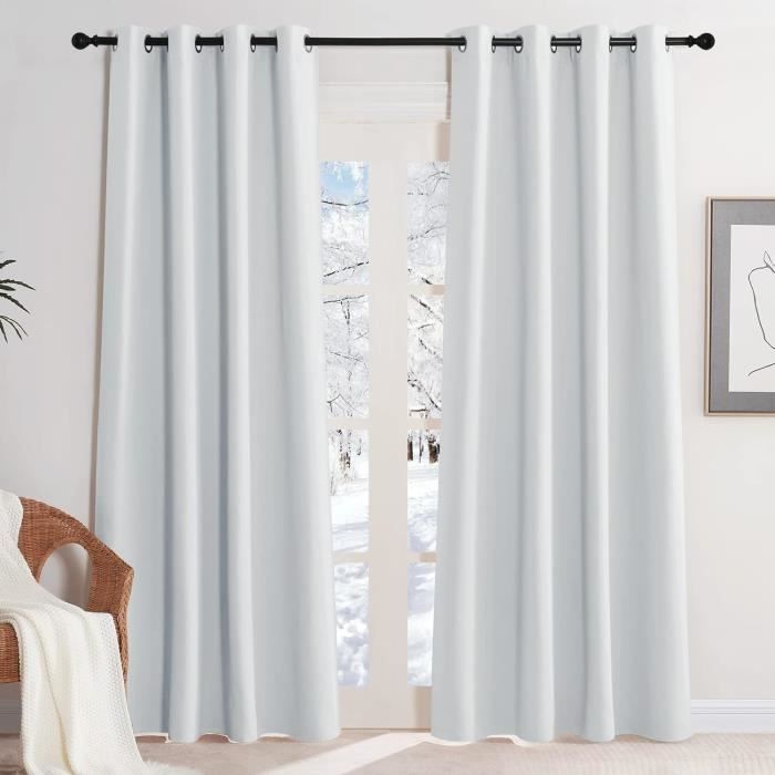 Rideau Blanc - Lot De 2 Rideau Isolation Thermique Anti Froid-Chaleur ...