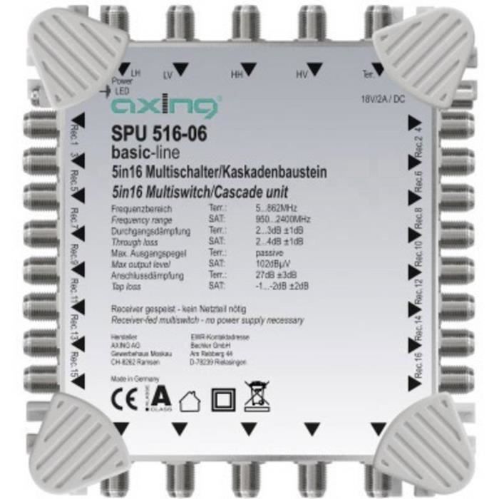 Axing SPU 516-06 Commutateur multiple SAT cascade Nombre dabonnés: 16 ...