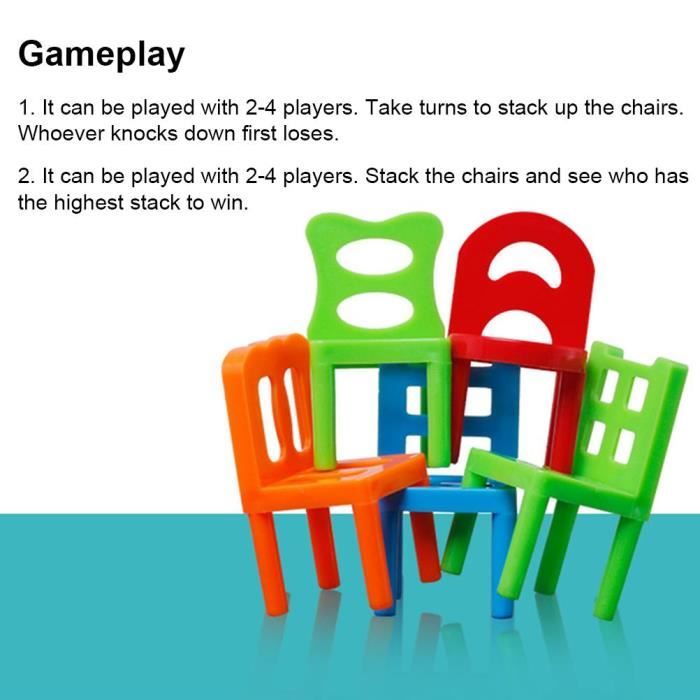 Drfeify Jeu de tour d'empilage de chaises Couleur aléatoire 18 pièces ...