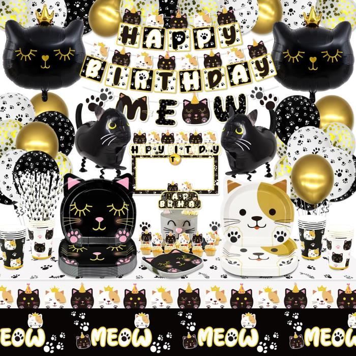 166 Pièces Décorations De Fête D'Anniversaire Chat Noir Et Blanc ...