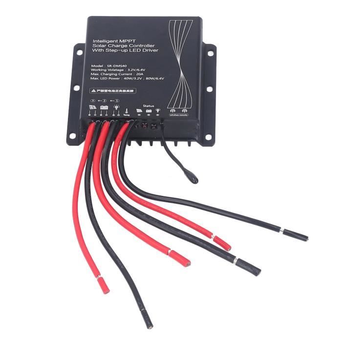 EJ.life régulateur de charge solaire Contrôleur de Charge Solaire MPPT 20A 40W 80W IP67 ...