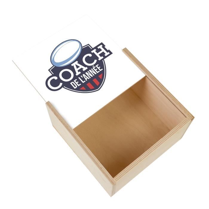 Boite Coffret en Bois - Coach de l'année Rugby Sport Ballon Stade XV ...