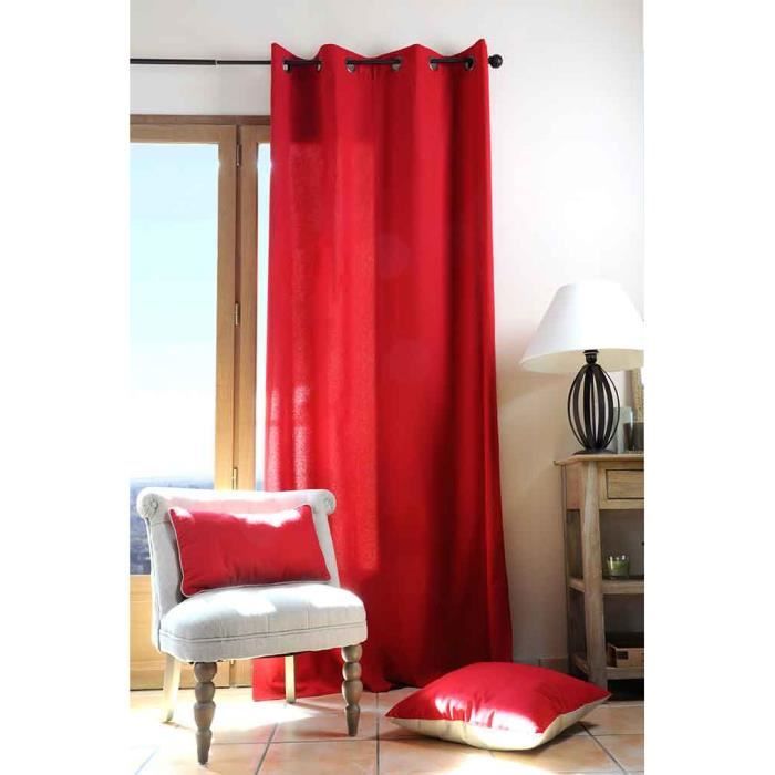 Rideau Uni aux Couleurs Pétillantes Rouge 140 x 280 cm - Cdiscount Maison