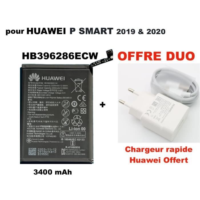 BATTERIE ORIGINALE HUAWEI HB396286ECW P SMART 2019 P SMART 2020 3400mAh ...