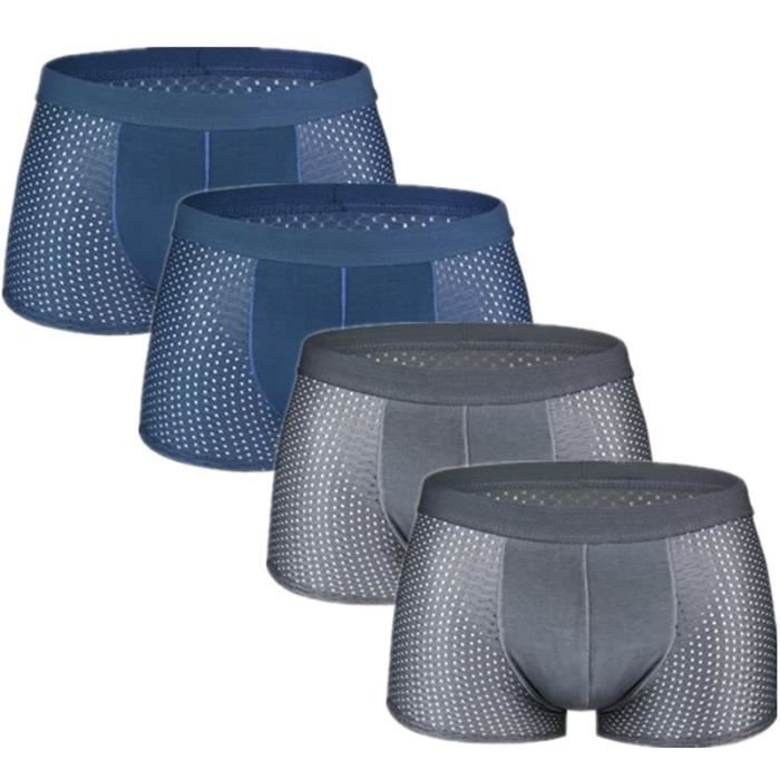 Lot de 4 caleçons pour homme en maille de bambou, soie glacée et Nylon ...