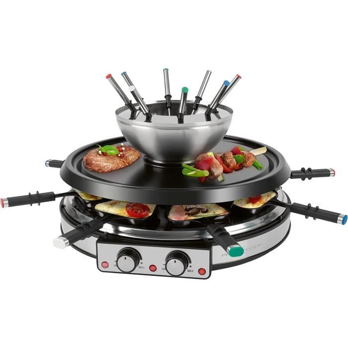 Raclette/Fondue - PROFICOOK - 1245 - 2 en 1 - 8 personnes - Pierre ...