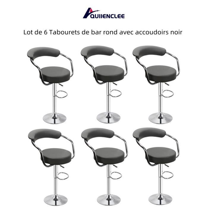QUIIENCLEE Lot de 6 Tabourets de bar rond avec accoudoirs avec dos ...