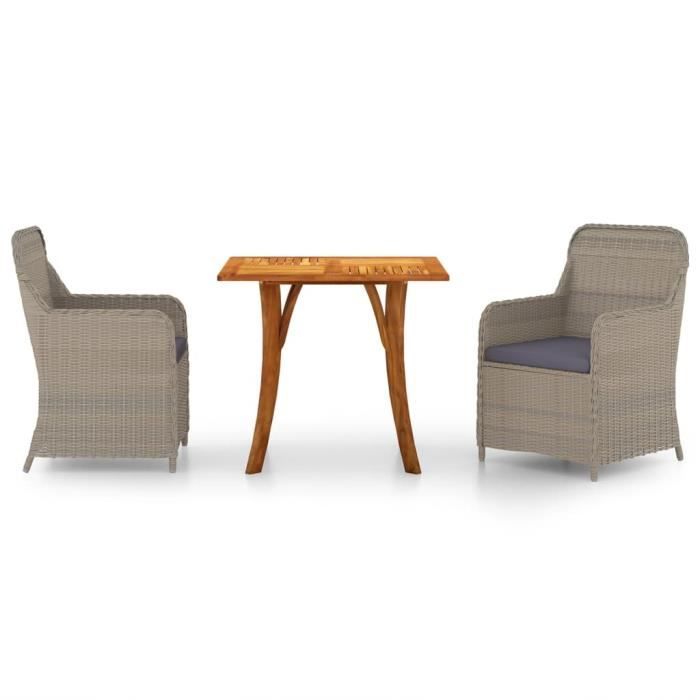 Ensemble de salle à manger de jardin 3 pcs Marron - SURENHAP - J03261 ...