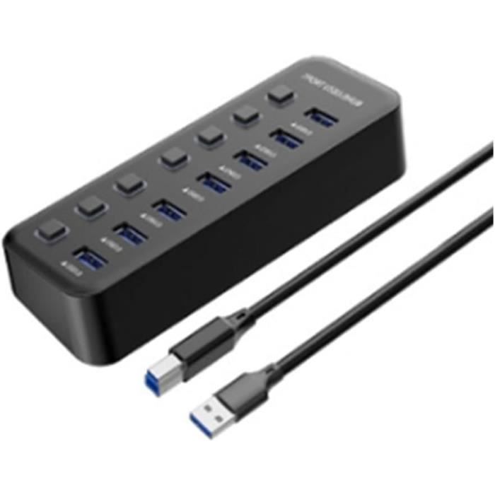 Hub Usb 3.0 7 Ports, Répartiteur De Concentrateur De Données Usb, Extenseur De Port Usb Haute ...