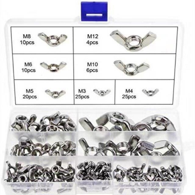 ECROU,100pcs--Kit'assortiment'écrous à oreilles en acier inoxydable ...
