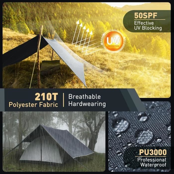 Bâche Anti-Pluie, 3X4M Camping Bâche Rain Tarp, Toile De Tente ...
