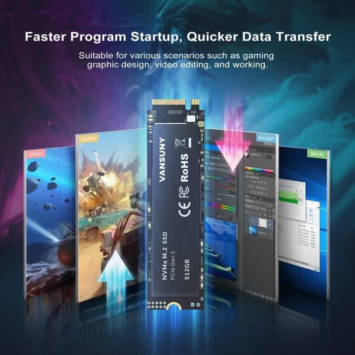 Ssd M.2 512Go, Disque Dur Ssd M.2 Nvme 512Go Pour La Mise À Niveau Du ...