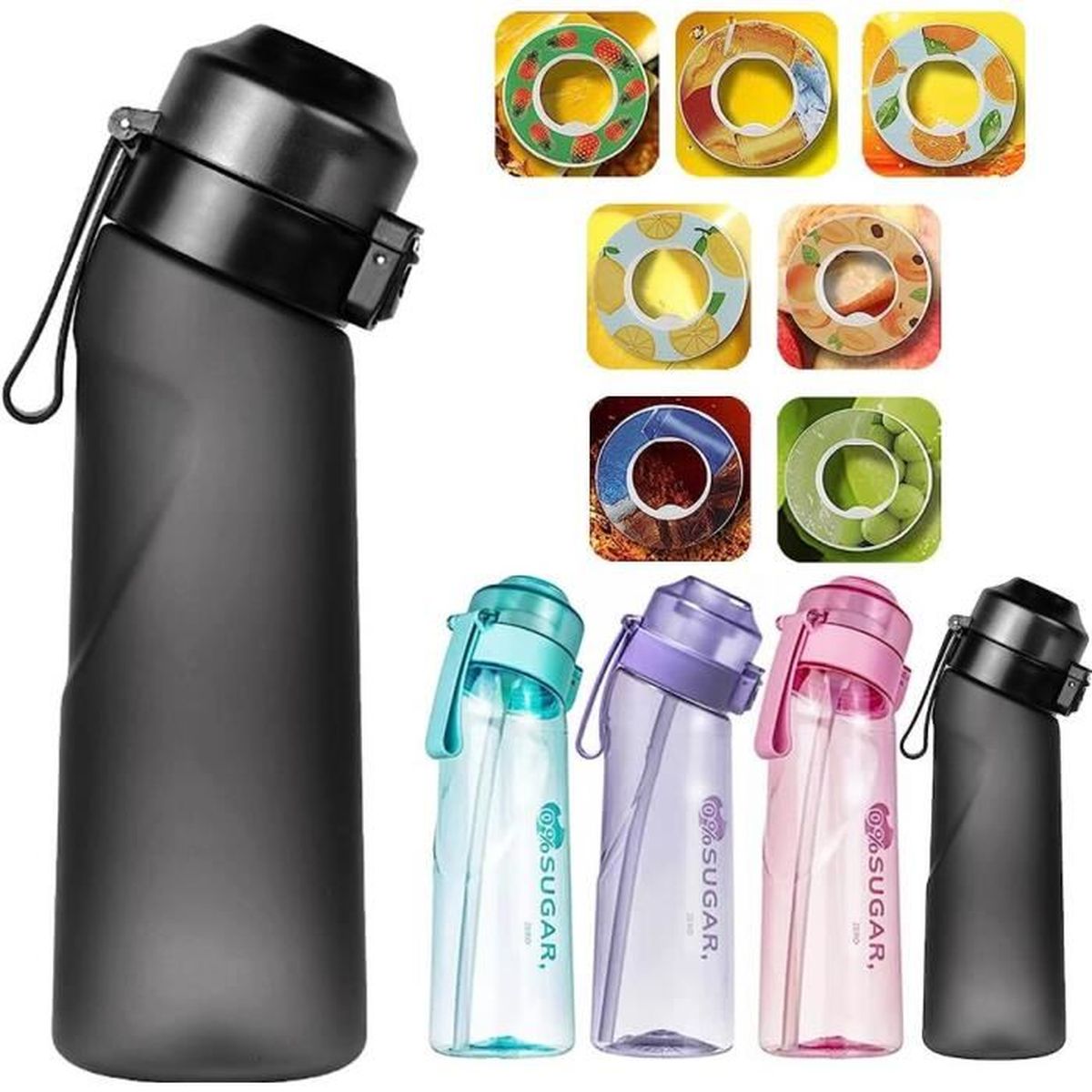 Air-Up Gourde Saveur Pods Bouteille,Bouteille 650ML Avec de 7 Capsules de saveur Gout Pods ...