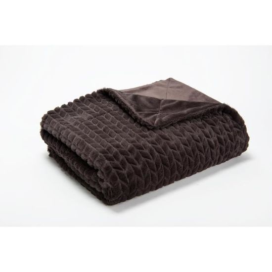 Plaid chevron chocolat cm x 170 cm - Amadeus 130 Marron - Cdiscount ...
