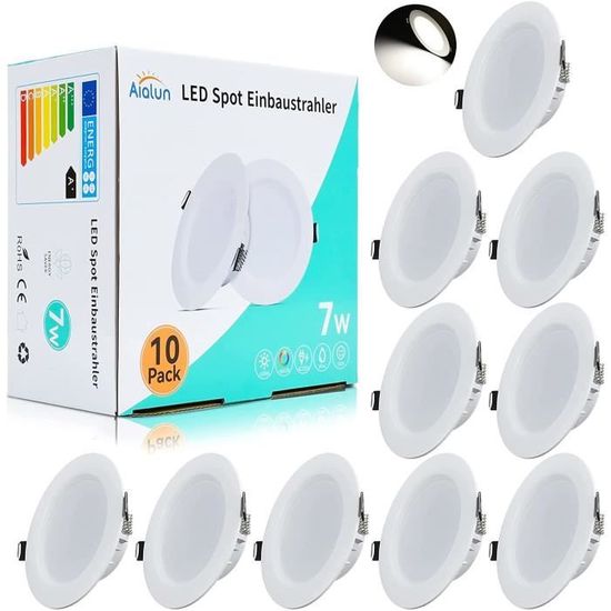 LED spot encastré, extra plat, encastré lampe plafonnier plat rond,7W 700lumen equivalent 70W ...