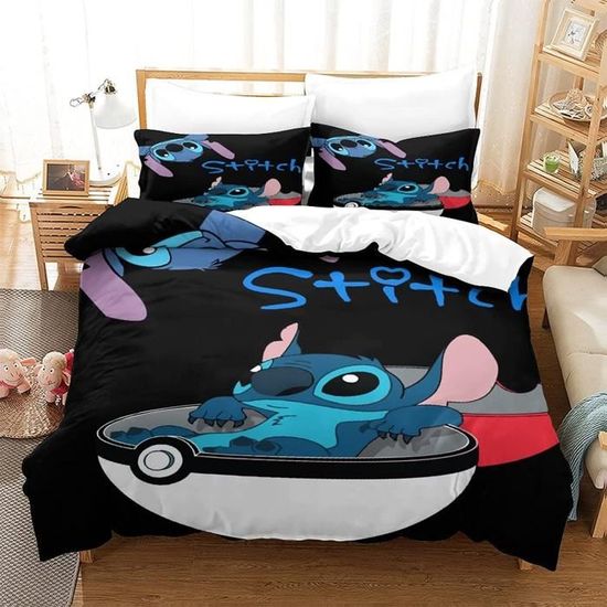 ZHMAO Parure de lit Stitch Lilo & Stitch - Housse de couette avec taie ...