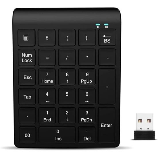 Mini Clavier Numérique Usb 2.4G Sans Fil 27 Touches Multifonction Noir ...