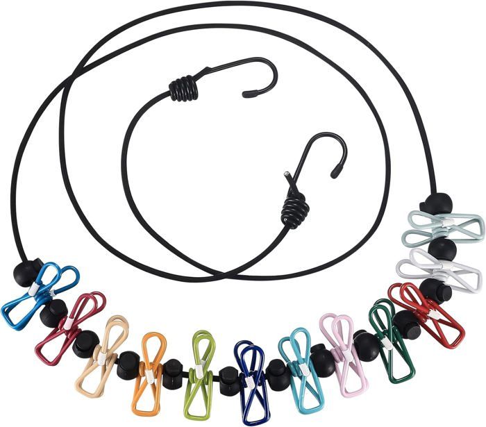 Corde linge portable Corde linge de voyage avec 12 pinces linge solide ...