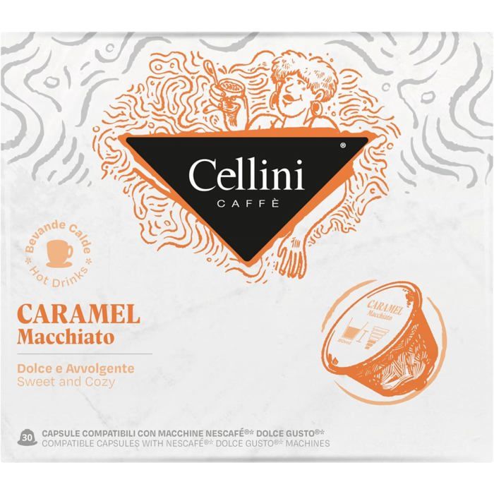 Caffè Cellini Capsule Compatible avec Dolce Gusto Caramel Macchiato ...