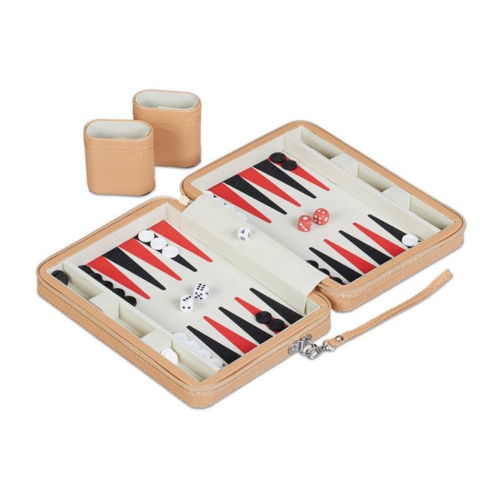 Relaxdays Set complet pour jouer au backgammon, élégant, H x L x P : 5,5 x 24 x 18 cm, mallette ...