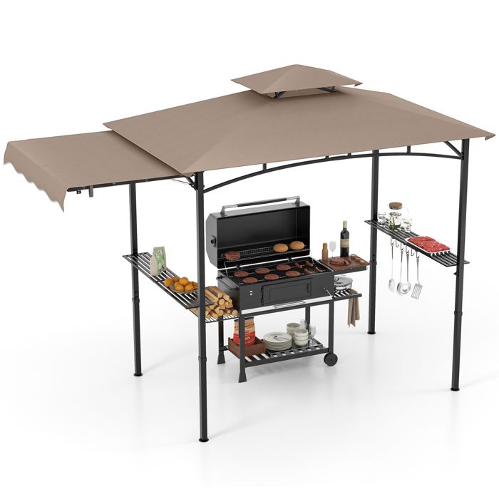 GOPLUS Tonnelle pour Barbecue 318 x 153 cm avec Auvent Latéral, Tente d ...