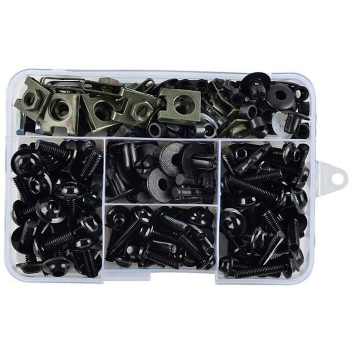 195 PiCes CarNage Boulon Vis Crou Kit Carrosserie Vis Kit Universel Noir YYV - Cdiscount Auto