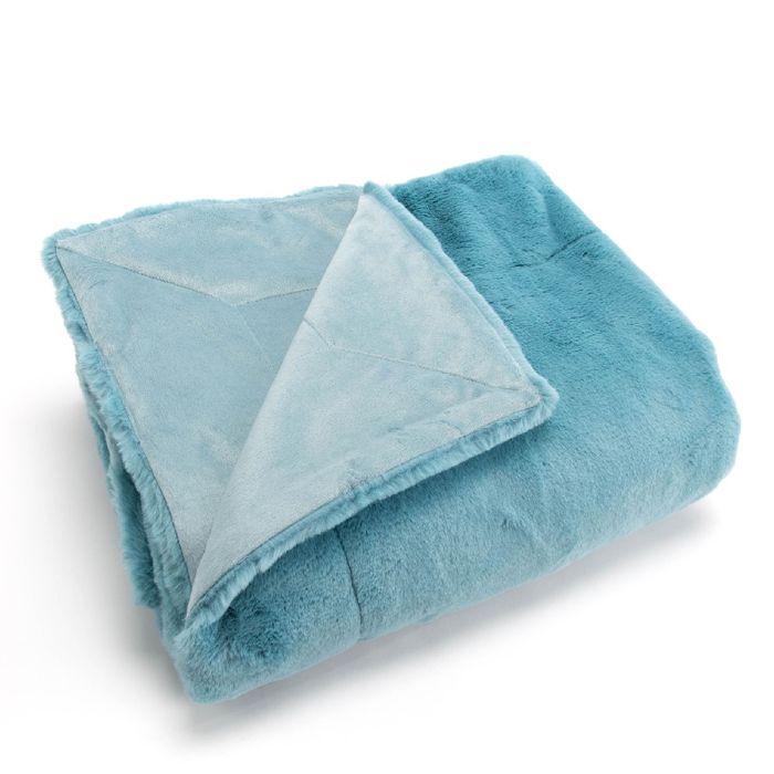 Plaid Luxe bleu clair 130x170 - Amadeus - Cdiscount Maison