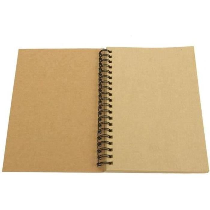 Cahier Carnet Cahier De Note Notebook Retro Kraft Spiral Binding Blanc ...