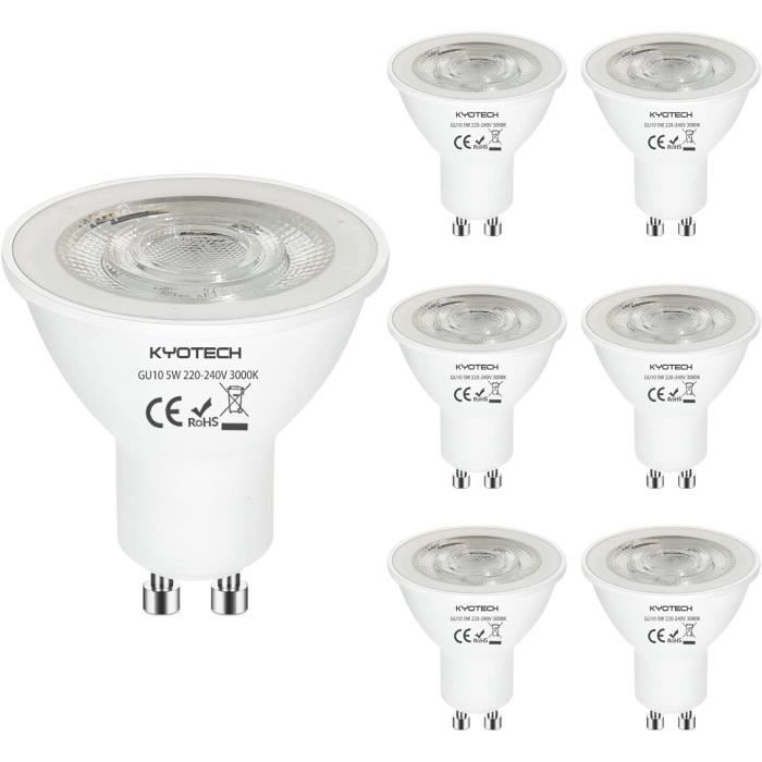 Ampoule GU10 LED Blanc Chaud 3000K, Non Dimmable, Ampoules LED Spot 5W équivalent Ampoule ...