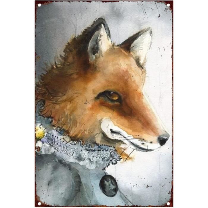 Poster Métallique Affiche,Renard des Animaux de la forêt,Peinture Art ...