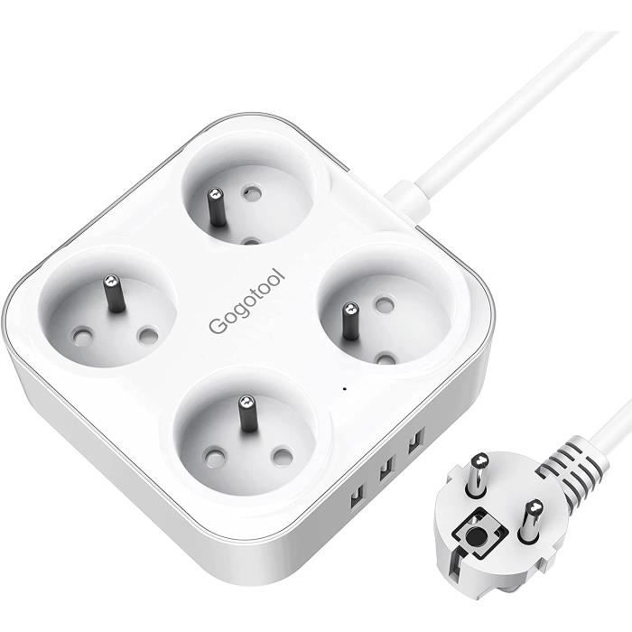 Prise USB Multiple, Chargeur Multiprise Murale Extended, Secteur avec 3 ...