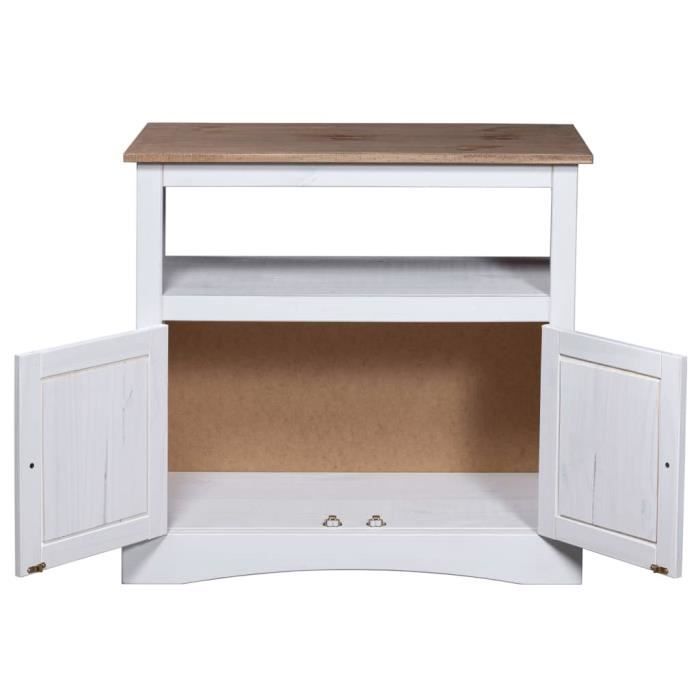 Meuble TV Pin mexicain Gamme Corona Blanc 80x43x78 cm Jardin secret ...