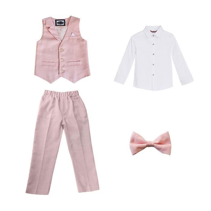 4Pcs Enfant Garçon Costume Mariage Soirée Cérémonie Ensemble de Costume ...
