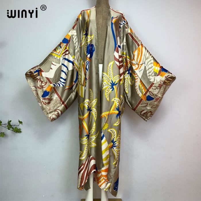 Robe de plage,WINYI-Cardigan imprimé à la mode pour femmes,robe longue ...