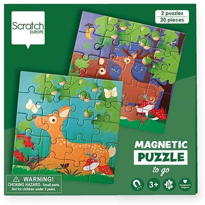 Scratch puzzle magnétique Bosdieren carton vert 18 cm 40 pièces ...