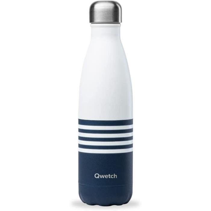 Qwetch - Bouteille Isotherme Marinière 500ml - Gourde Nomade Inox - 24h ...